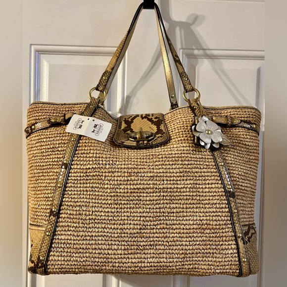 Coach | Bags | Coach Python Straw Natural Large Tote | Poshmark